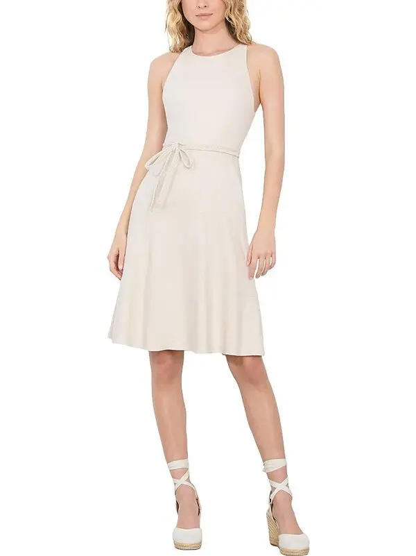 Alice + Olivia Leandra Belted Dress - Oatmeal