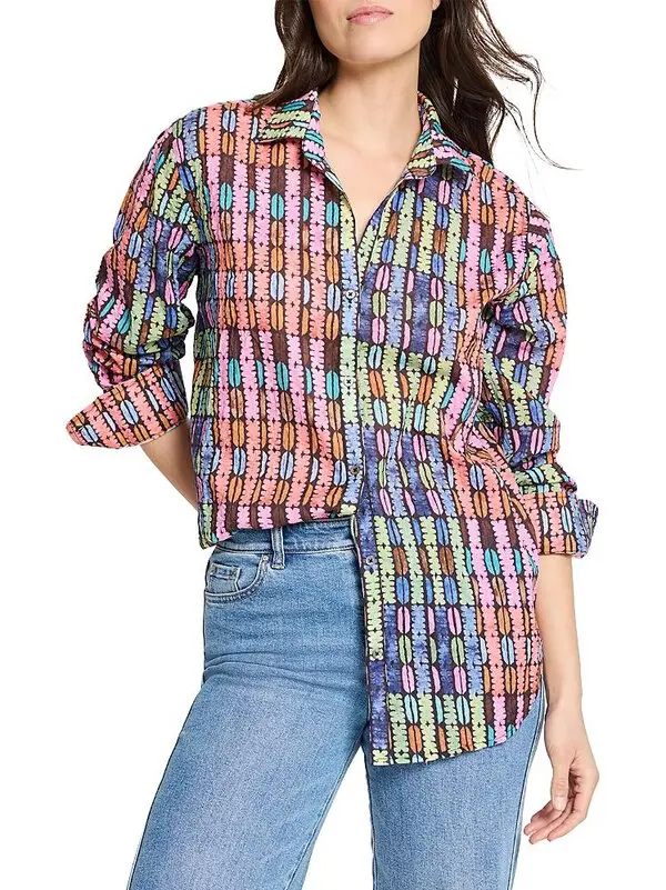 NIC+ZOE Rainbow Macaroon Boyfriend Shirt - Pink Multi