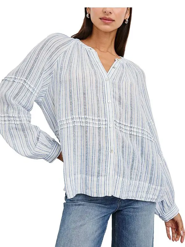 Rails Frances Relaxed Fit Linen Peasant Top - Sonoma Stripe