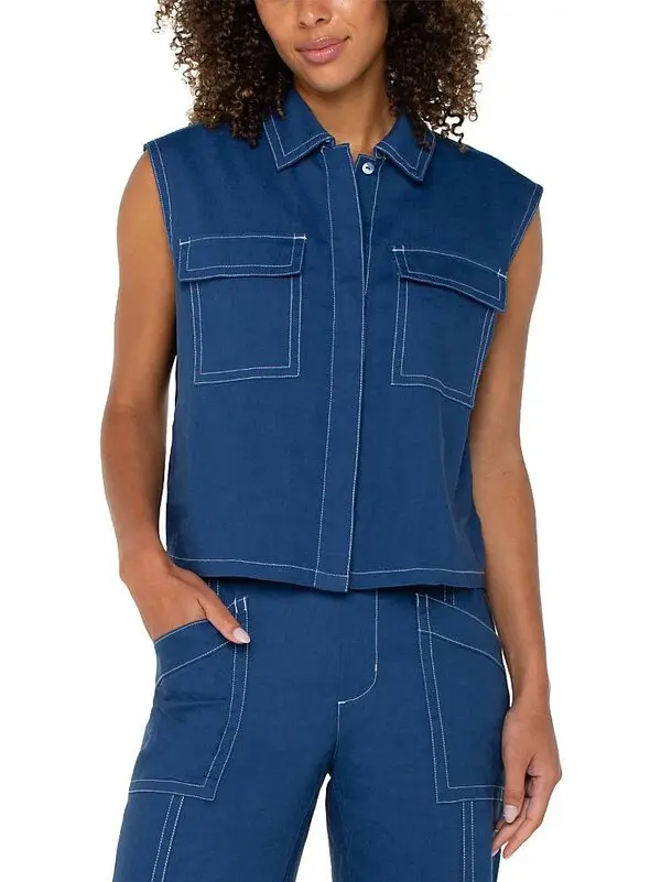 LIVERPOOL Sleeveless Cargo Shirt - Goddess Blue