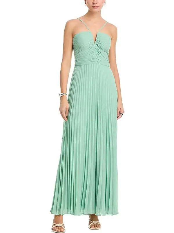 Aqua V-neck Chiffon Dress - Sage