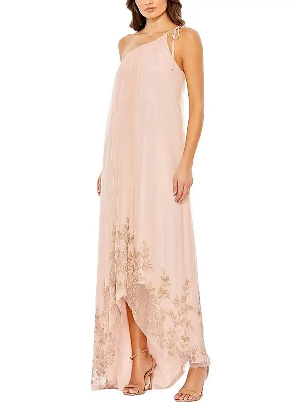 Mac Duggal Flowy One Shoulder Gown - Rose