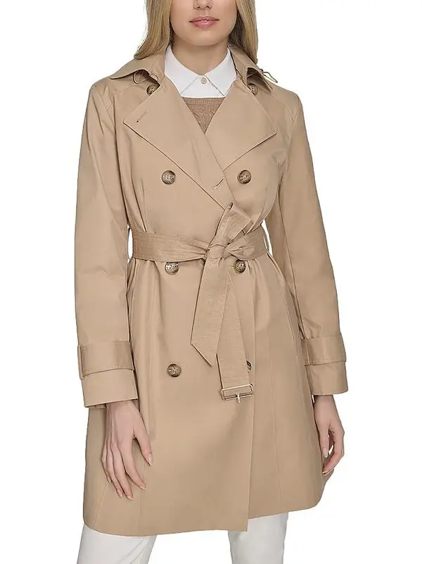 Cole Haan Hooded Trench Coat - Khaki