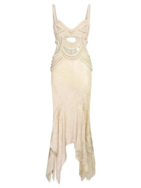 Roberto Cavalli Rope-embellished Dress - Neutrals