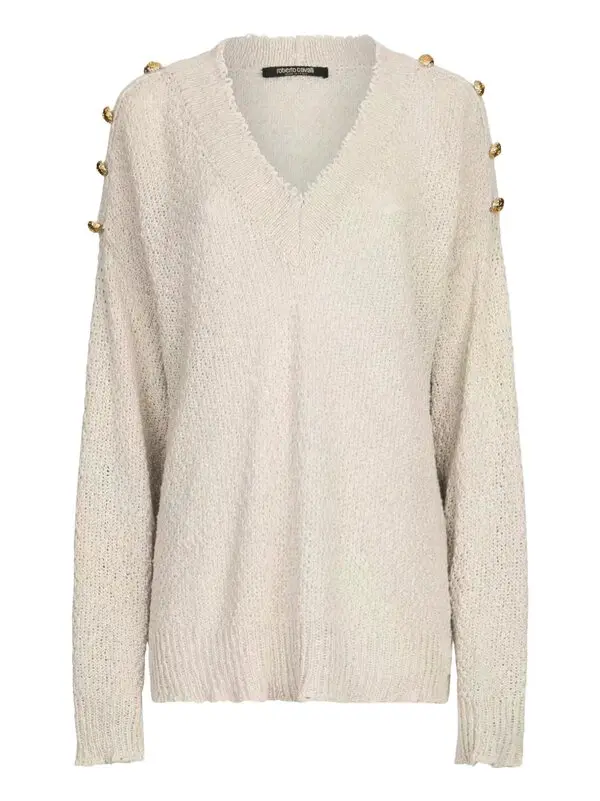 Roberto Cavalli Button-detail Knitted Sweater - Neutrals