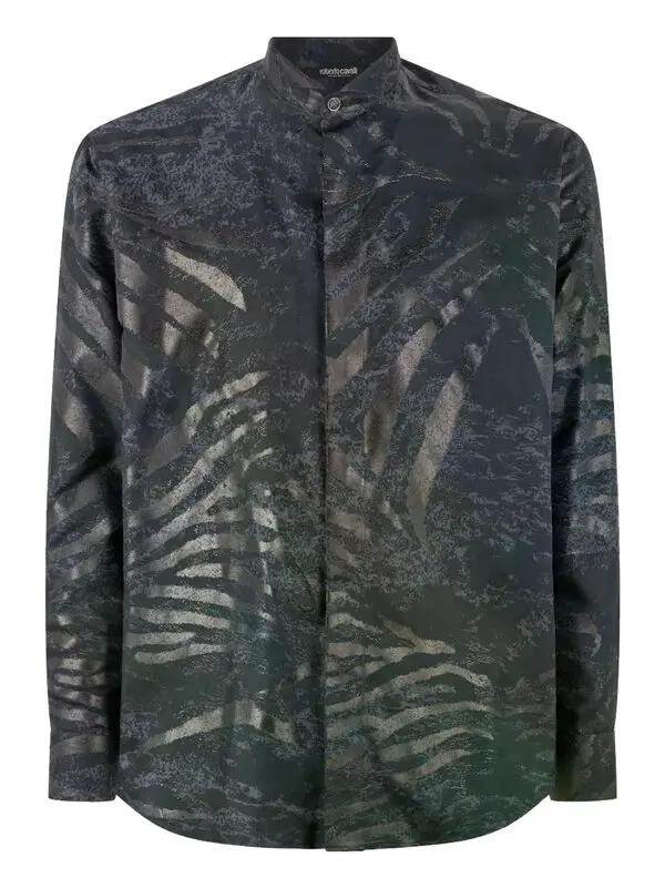 Roberto Cavalli Animal-print Silk Shirt - Black