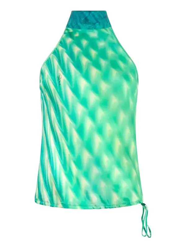 Roberto Cavalli Graphic-print Silk Top - Green