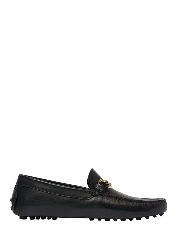SCAROSSO Raphael Leather Driving Loafers - Black