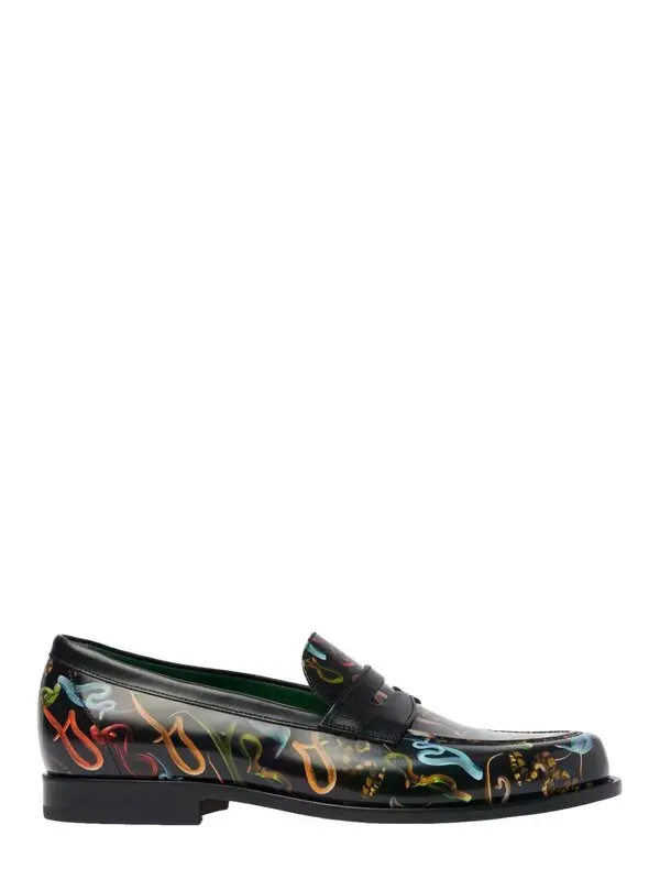 SCAROSSO Graphic-print Loafers - Black