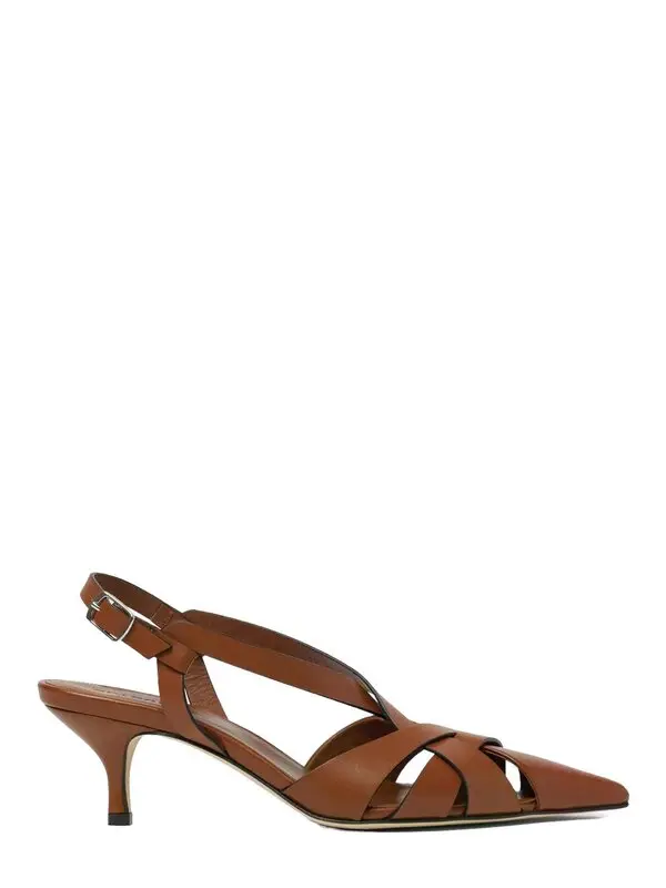 SCAROSSO 55mm Clio Criss-cross Kitten Heels - Brown