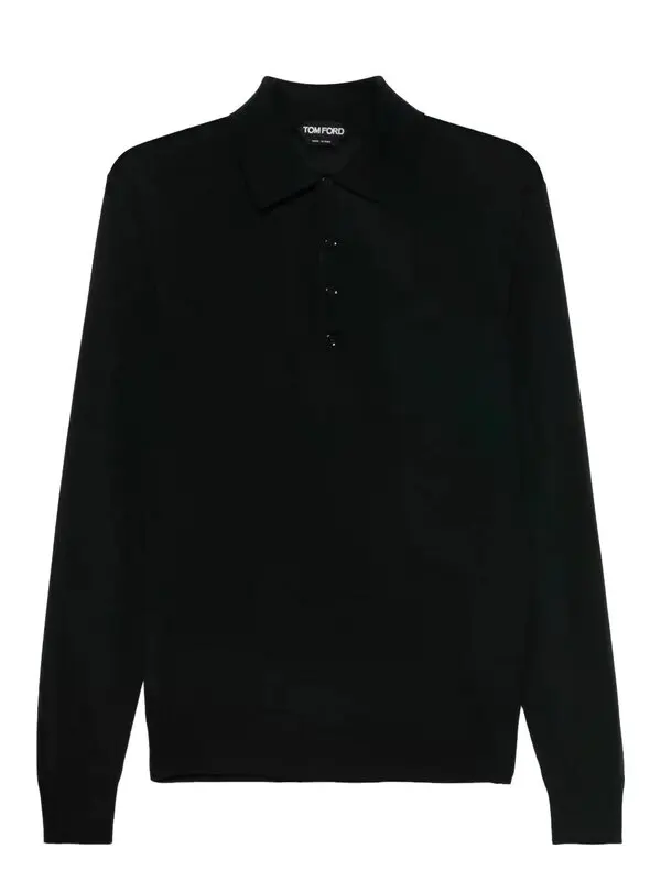 TOM FORD Wool Polo Shirt - Black