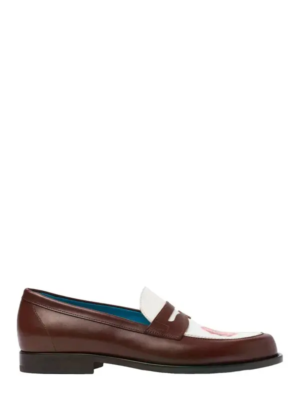 SCAROSSO Leather Slip-on Loafers - Brown