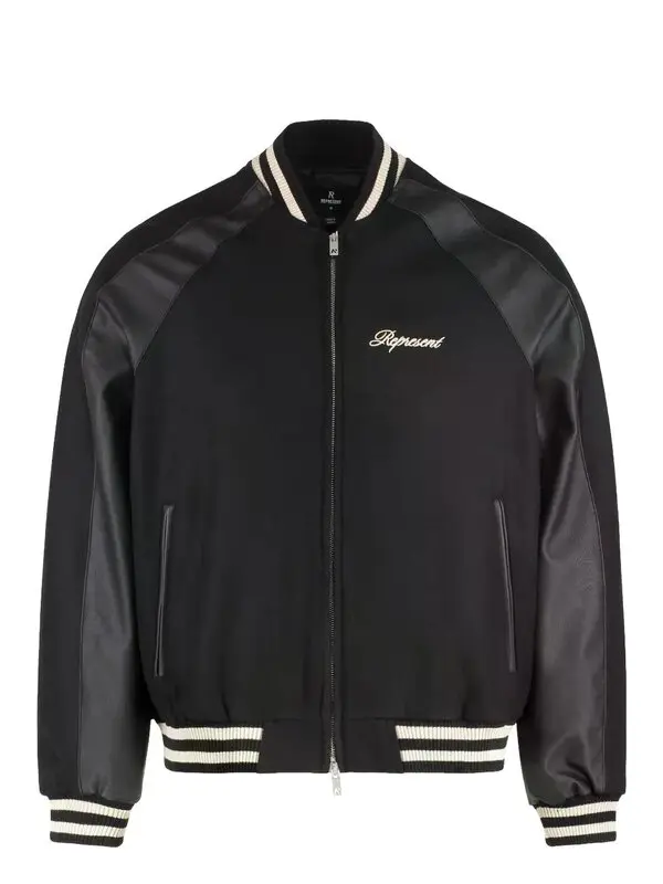 REPRESENT Logo-embroidered Bomber Jacket - Black