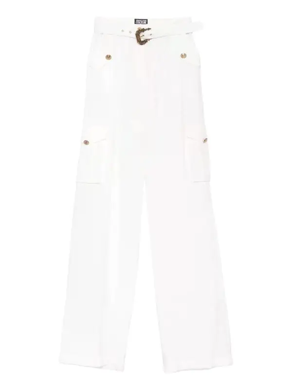 Versace Crinkled-finish Cargo Pants - White