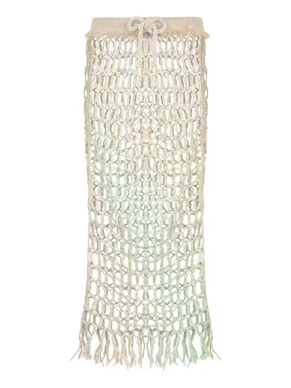 Roberto Cavalli Crochet-knit Midi Skirt - Neutrals
