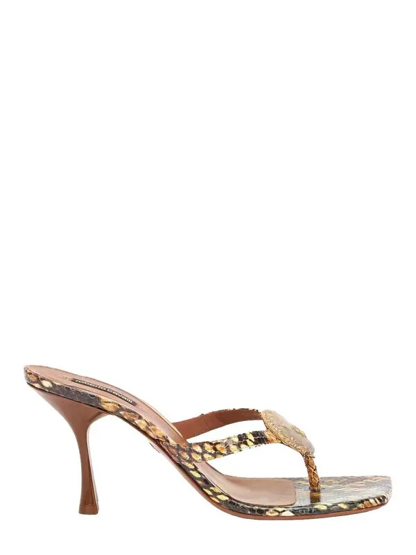 Roberto Cavalli Snake-print Heeled Sandals - Brown