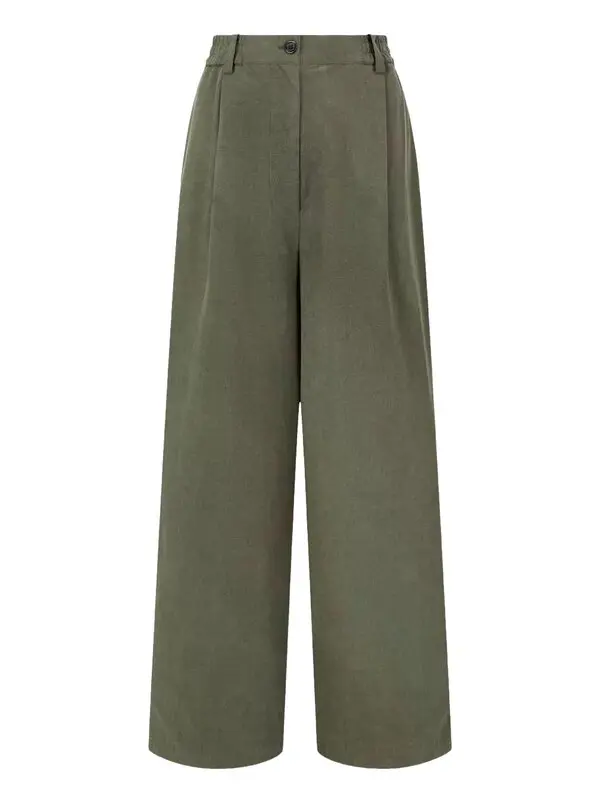 STUDIO TOMBOY Dart-detail Wide-leg Trousers - Green