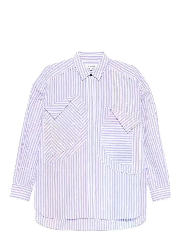 ENFOLD Applique Striped Shirt - Purple