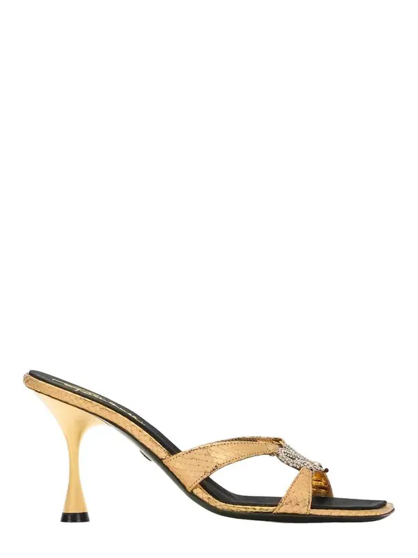 Roberto Cavalli Glitter-detail Heeled Sandals - Gold