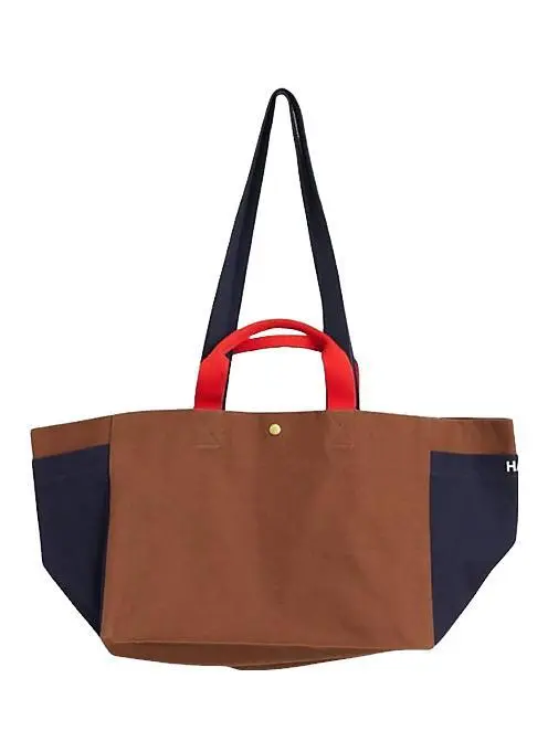 HAY Small Weekend Color-block Cotton-canvas Tote Bag - Brown Multi