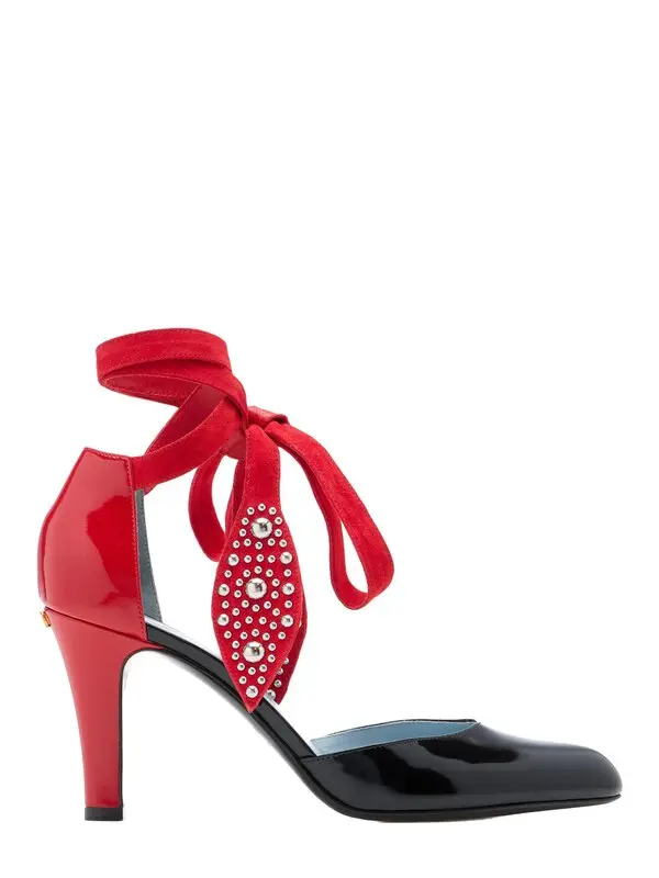 Valentino Garavani Studded Tie-detailed Patent Leather Pumps - Red