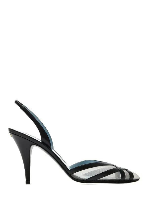 Valentino Garavani Impudance Leather And Mesh Slingback Pumps - Black