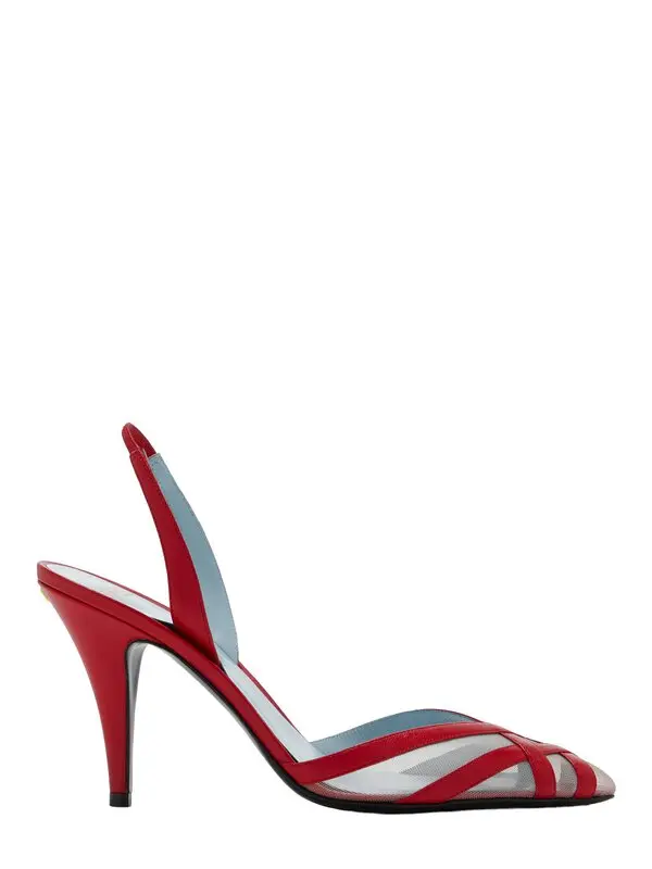 Valentino Garavani Impudance Leather And Mesh Slingback Pumps - Red