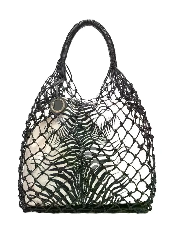 Roberto Cavalli Animal Print Net Tote Bag - Black