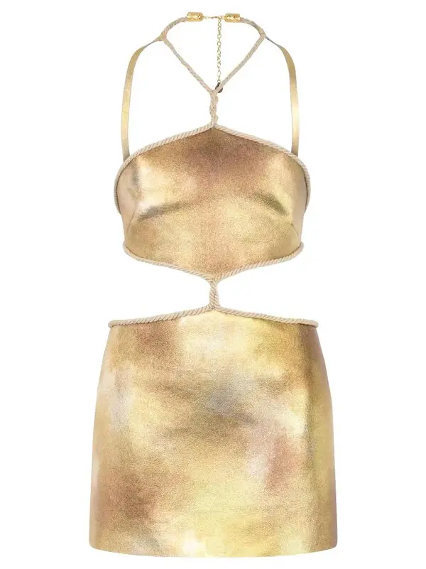 Roberto Cavalli Cut-out Mini Dress - Gold