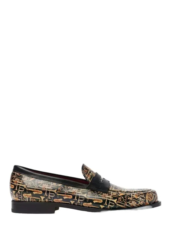 SCAROSSO Graphic-print Loafers - Black