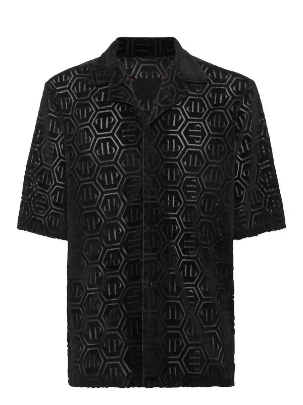 Philipp Plein Hexagon-patterned Short-sleeve Shirt - Black