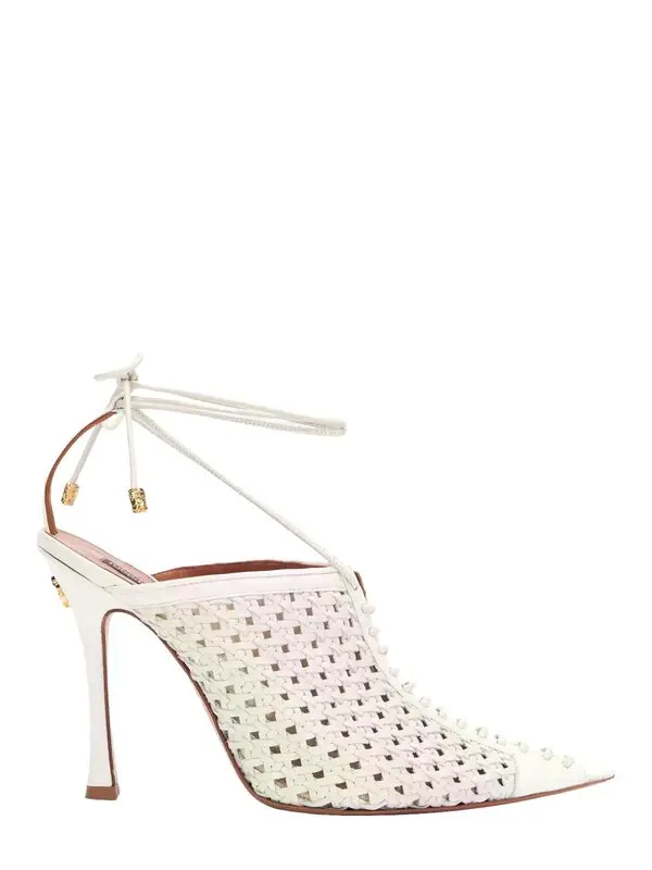 Roberto Cavalli Woven High Heel Pumps - White