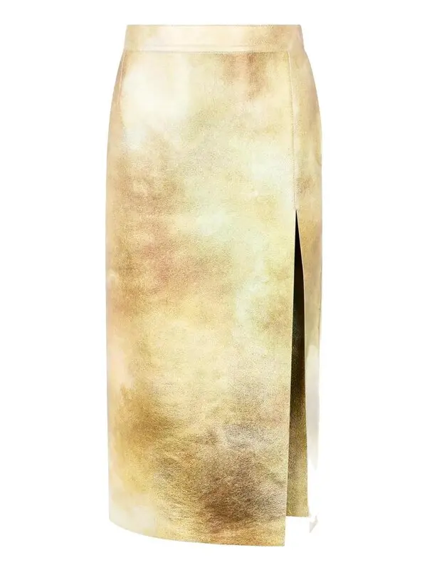 Roberto Cavalli Leather Pencil Skirt - Gold