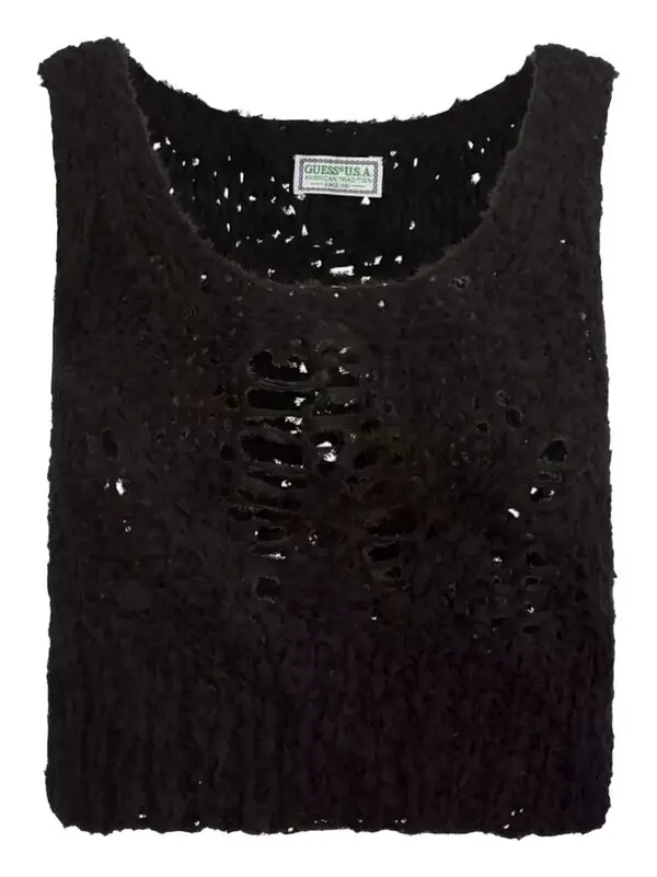 Guess Chunky-knit Cropped Top - Black