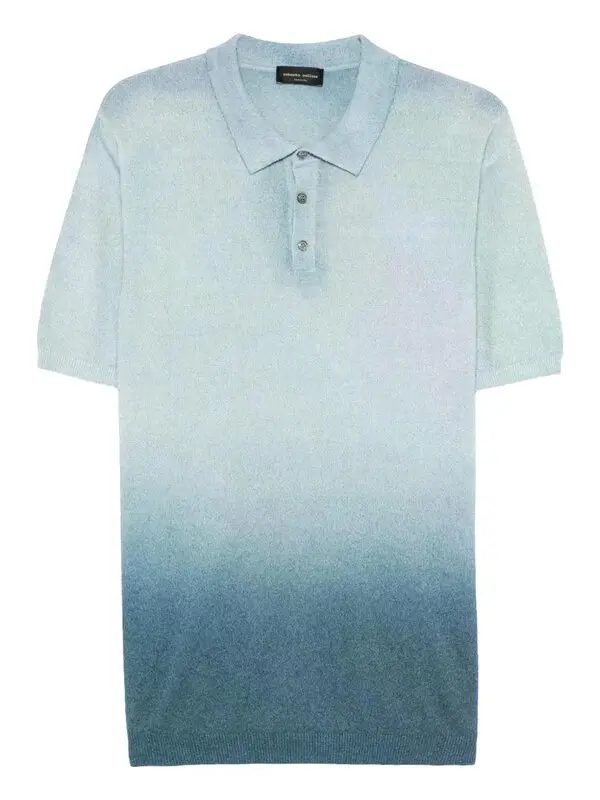 ROBERTO COLLINA Gradient-effect Polo Shirt - Blue