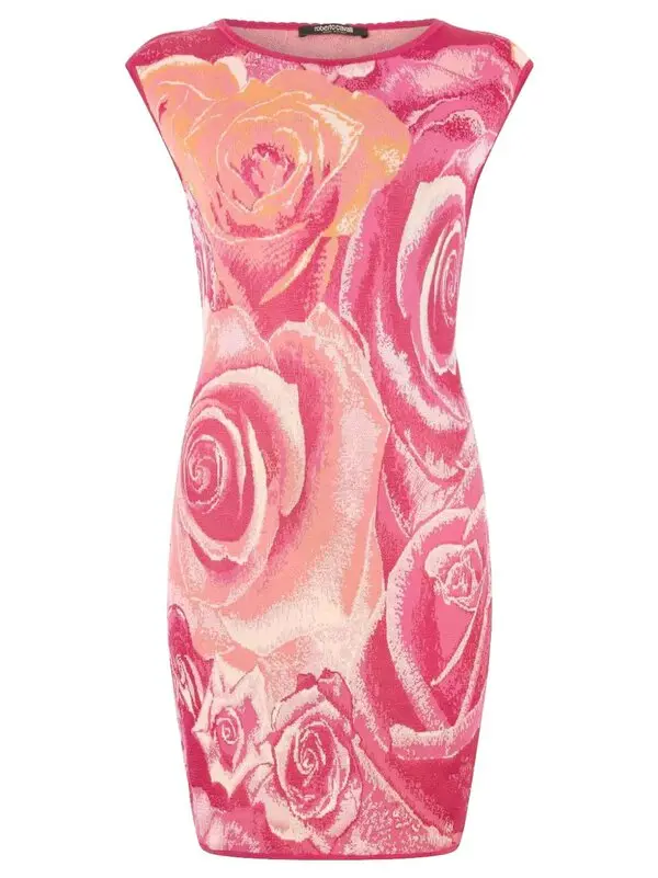 Roberto Cavalli Floral-print Mini Dress - Pink