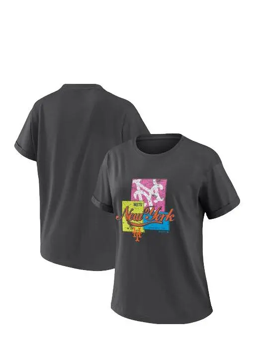 WEAR BY ERIN ANDREWS New York Mets Boyfriend T-shirt - Charcoal