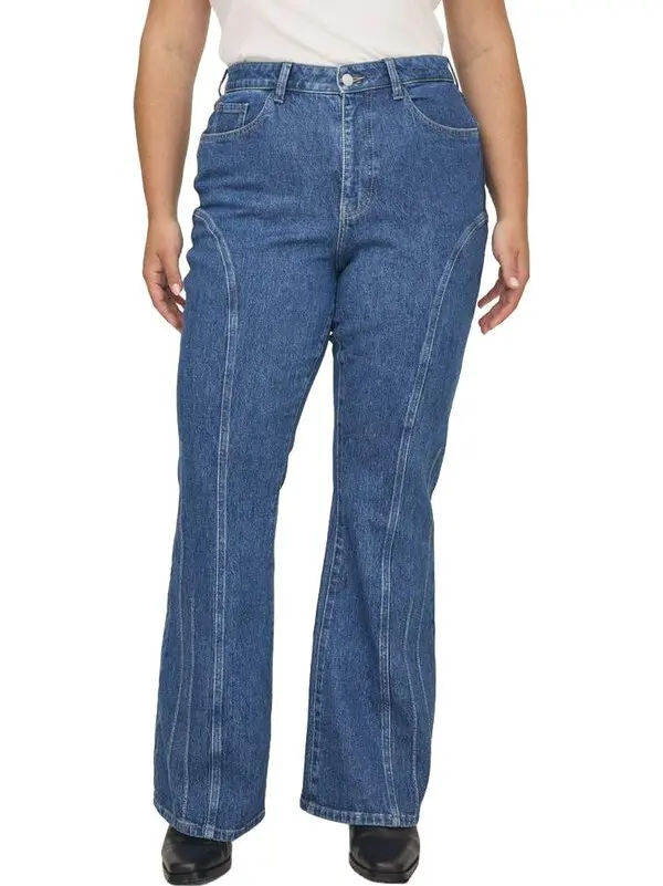 Warp + Weft Mia Seamed High-waist Flare Jeans - Pacific