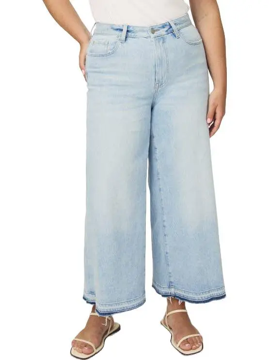 Warp + Weft Icn Release Hem High-waist Wide-leg Ankle Jeans - Ice Age