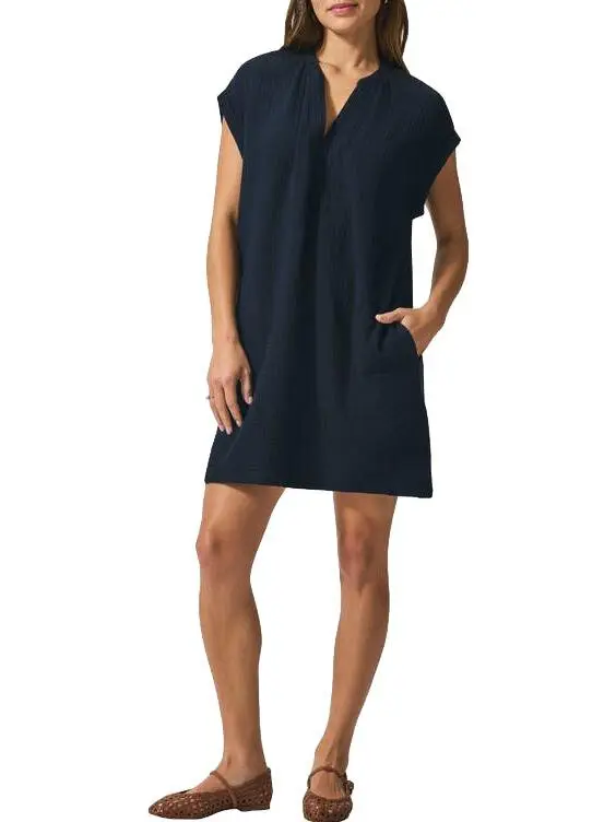 Splendid Adele Cotton Gauze Minidress - Navy