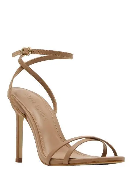 Steve Madden Ankle Strap Stiletto Sandals - Tan Leather