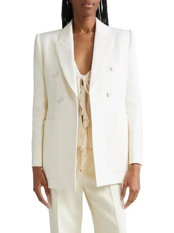 Chloé Boxy Double-breasted Cotton-blend Jacket - Coconut Milk