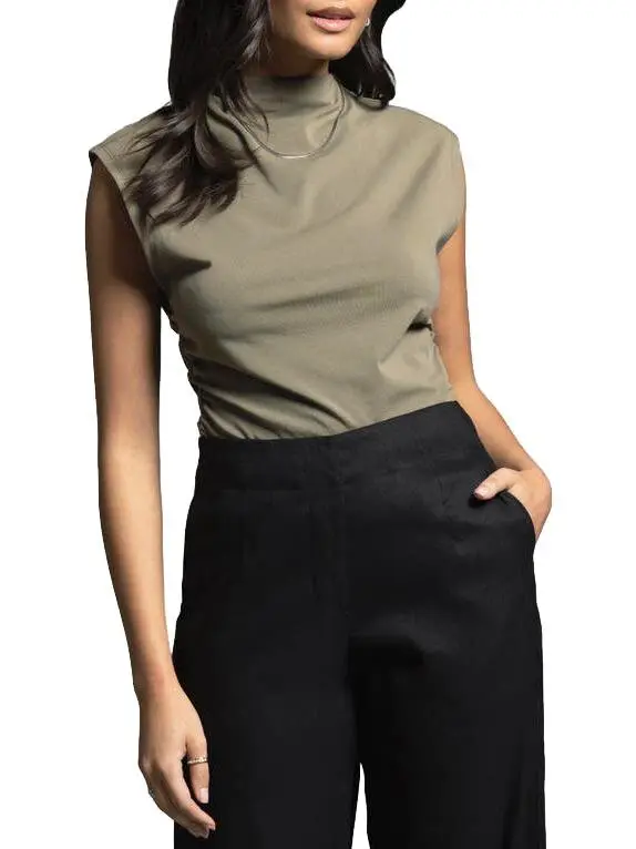 WEEKEND LOS ANGELES Simone Stretch Pima Cotton Top - Smokey Olive