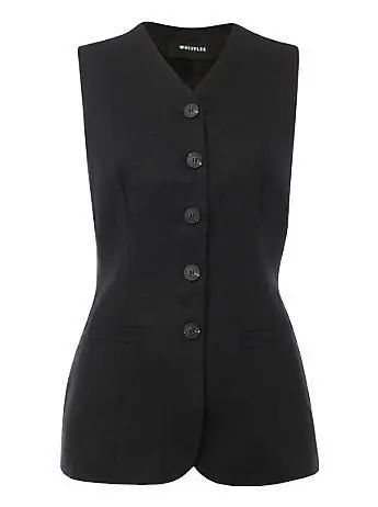 Whistles Linen Waistcoat With V-neck - Black