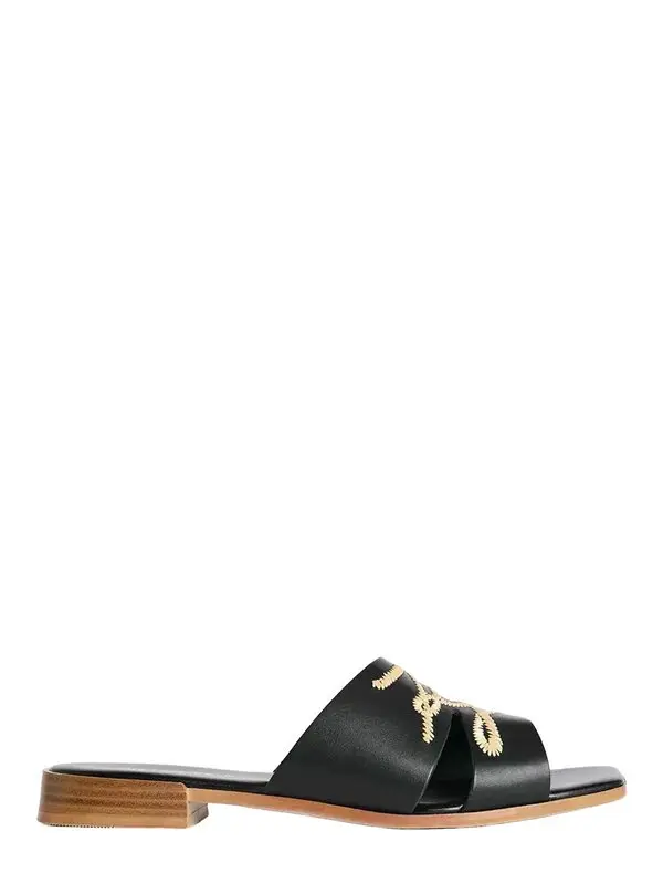 Karl Lagerfeld Leather Slides - Black