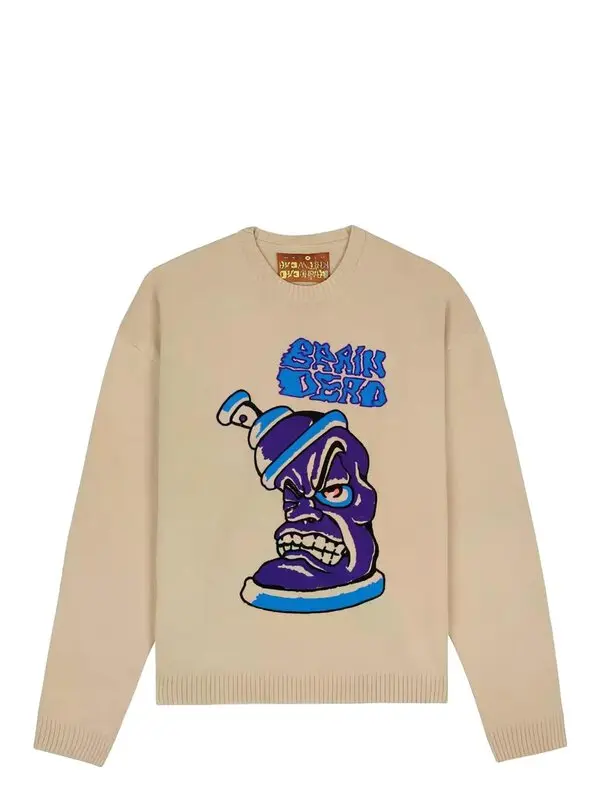 BRAIN DEAD Intarsia-knit Logo Sweater - Neutrals
