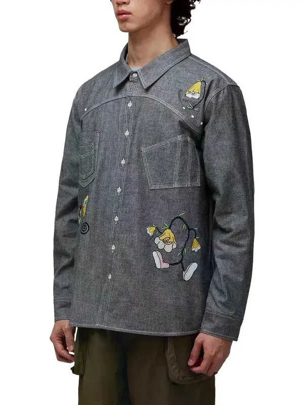 BRAIN DEAD Embroidered Shirt - Grey