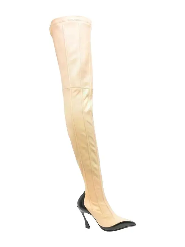 MUGLER 95mm Leather Boned Boots - Neutrals