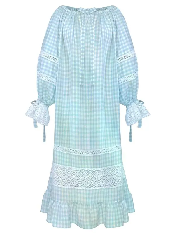 Sleeper Checked Midi Dress - Blue