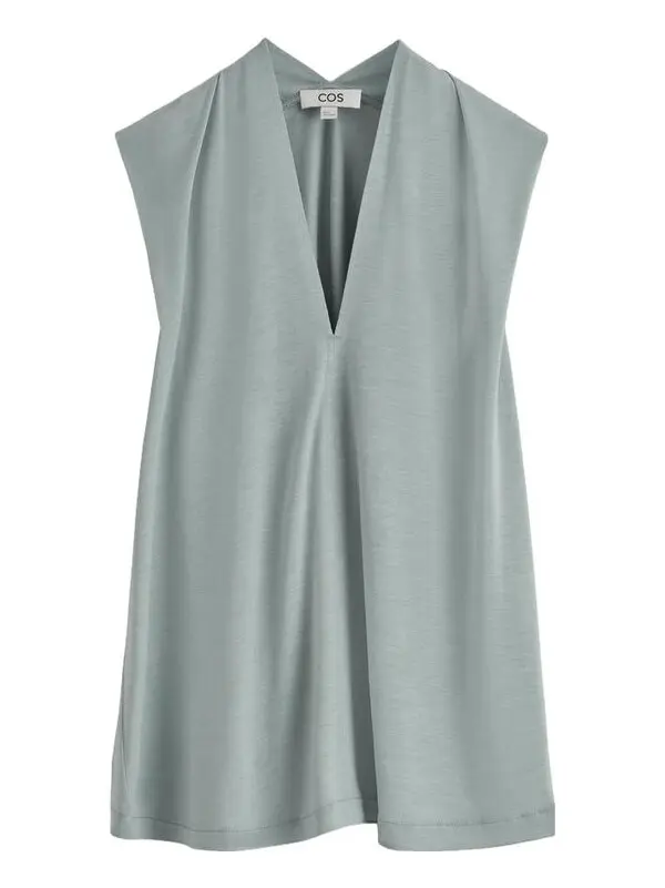 Cos Draped V-neck Top - Light Blue